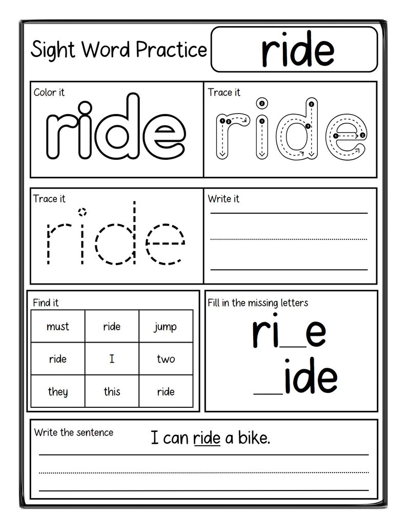 Dolch Primer Sight Words Worksheets, Kindergarten Sight Word Worksheets ...