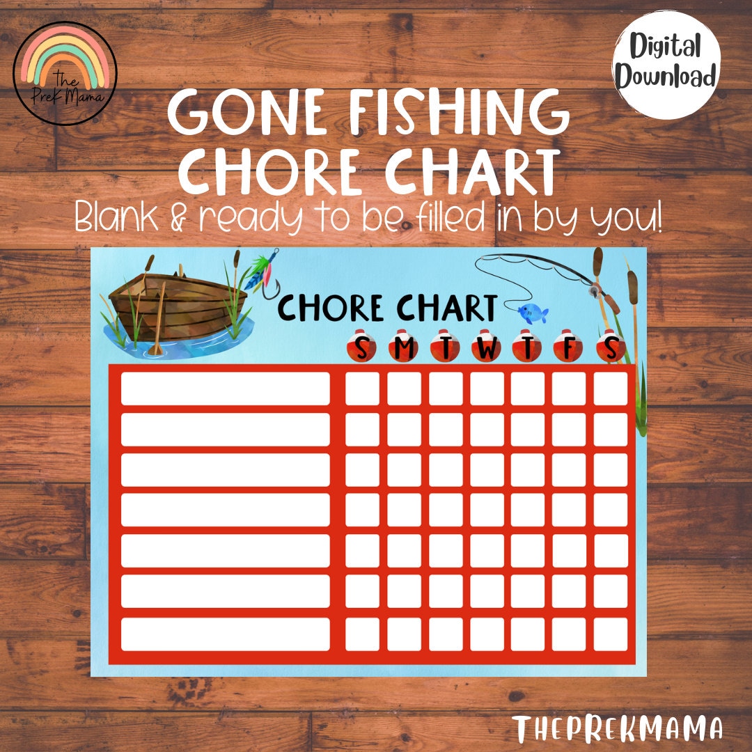 Gone Fishing Chore Chart, Printable Chore Chart, Blank Chore Chart ...