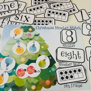Christmas Number Match, Christmas Preschool Printable, Homeschool ...