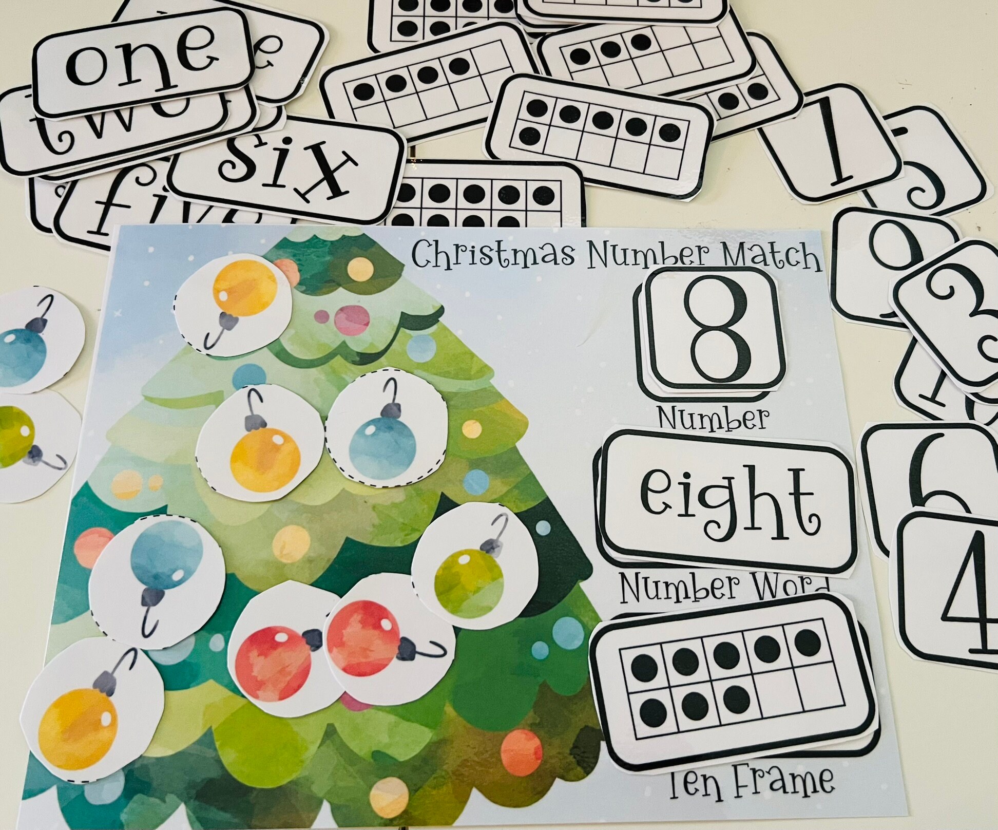 Christmas Number Match, Christmas Preschool Printable, Homeschool ...