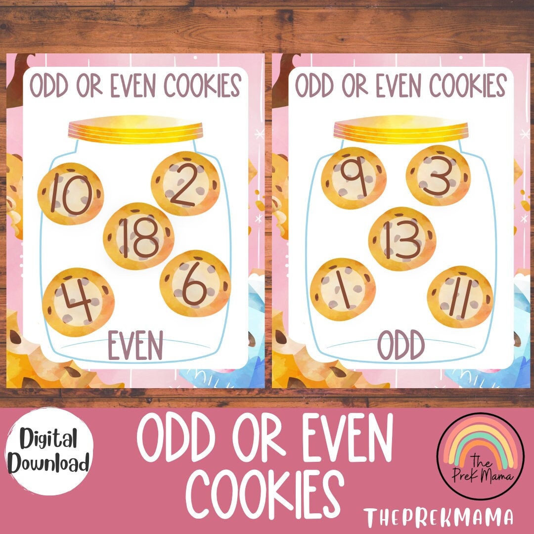 Odd or Even Sorting Cookies, Preschool Math Worksheets, Montessori ...