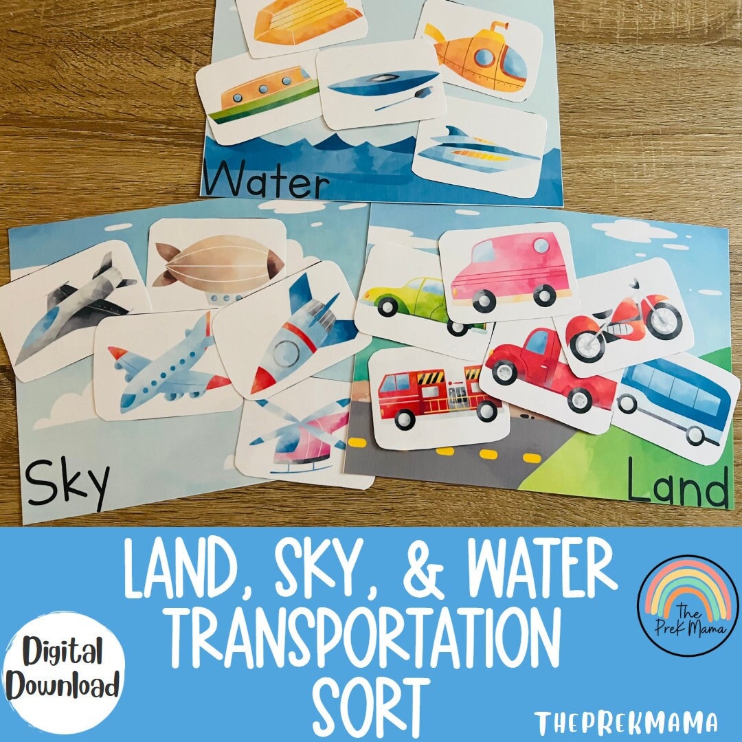 Land, Water & Sky Transportation Sort, Homeschool Printable, Busy Book ...