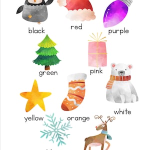 Christmas Color Poster and Flashcards , Montessori, Preschool Printable ...