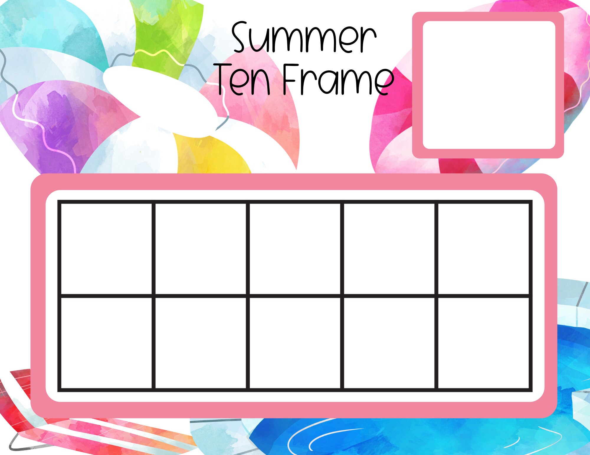 Summer Ten Frame Numbers 1-10 Count and Match Montessori - Etsy