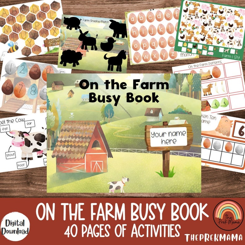 FARM Busy Book, Montessori Homeschool Printable, Preschool Printable ...