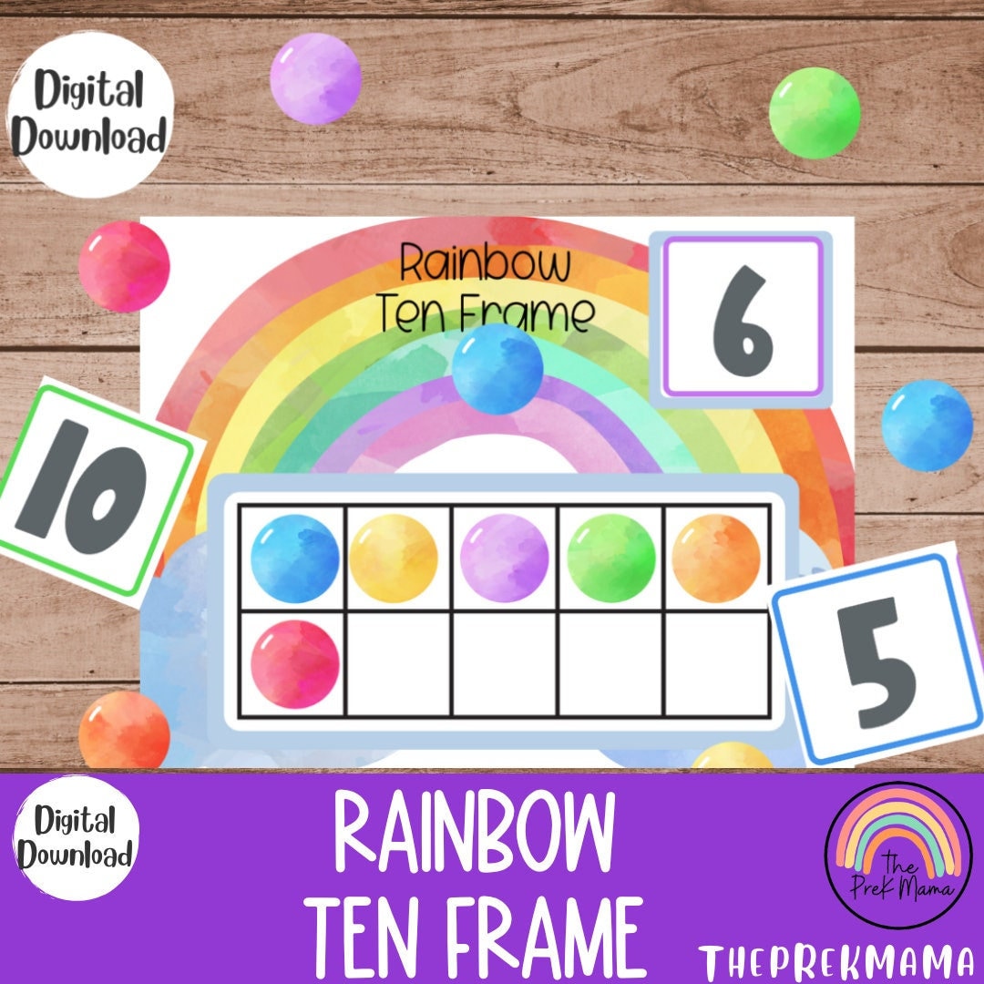 Rainbow Ten Frame, Numbers 1-10 Count and Match, Montessori Printable ...