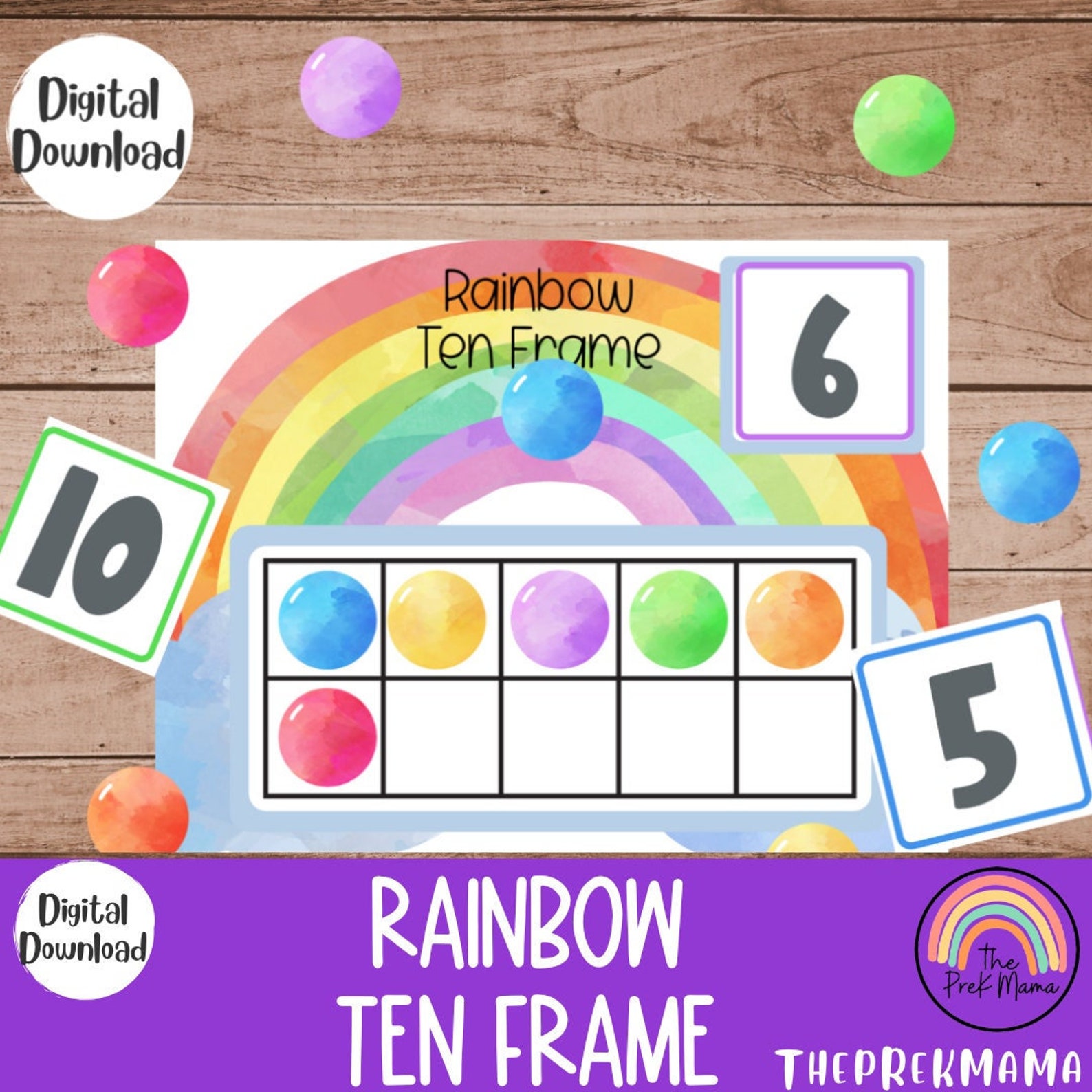 Rainbow Ten Frame Numbers 1-10 Count and Match Montessori - Etsy