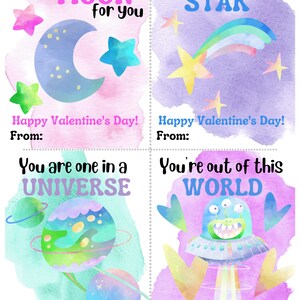 Space Valentine's Day Cards, Printable Valentine's Day Cards, Valentine ...