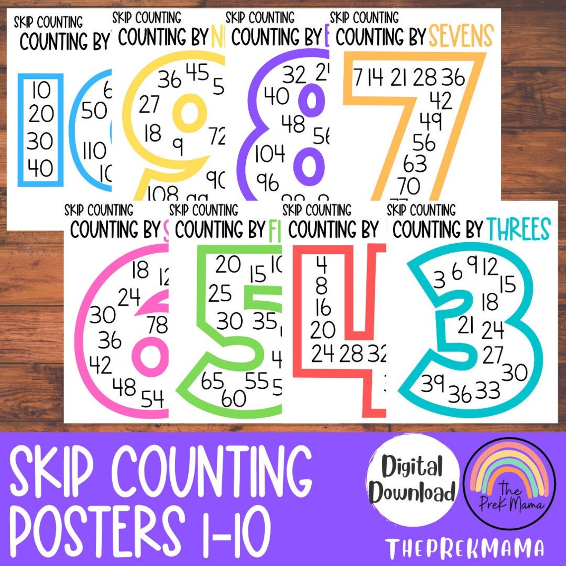 Skip Counting Posters Math Activity Preschool Printable - Etsy