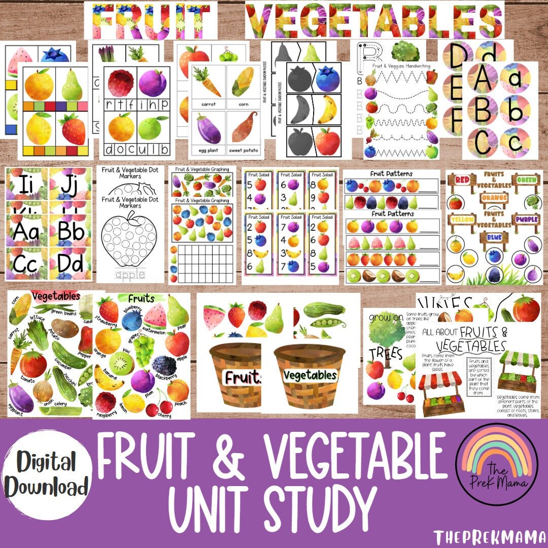 Fruit and Vegetable Unit Study, Homeschool Learning Materials ...