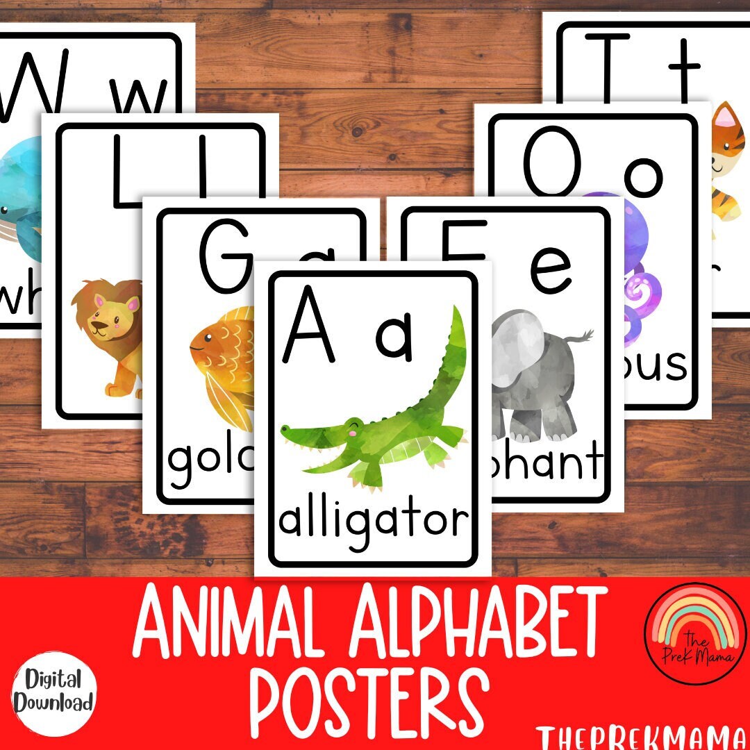 Animal Alphabet Posters Alphabet Watercolor Posters - Etsy Australia