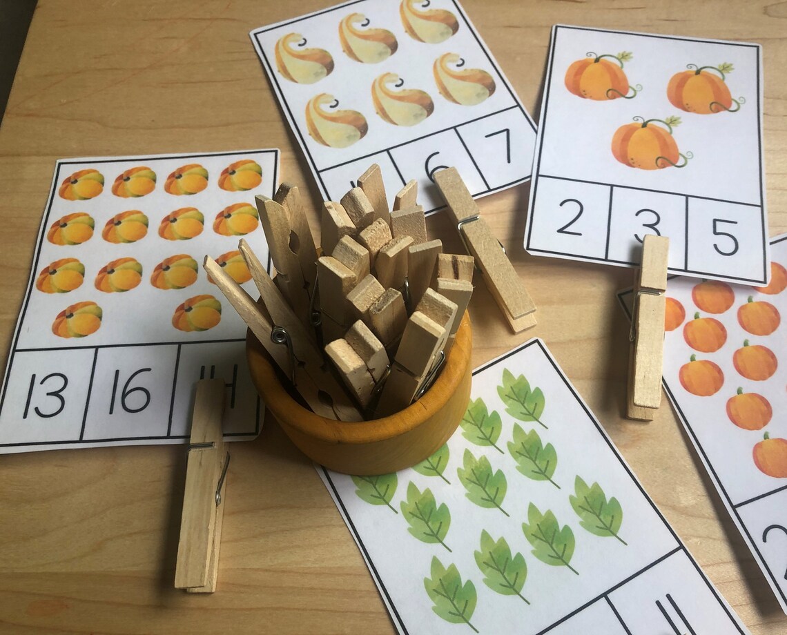 Fall Count and Clip Cards Preschool Printable Preschool - Etsy