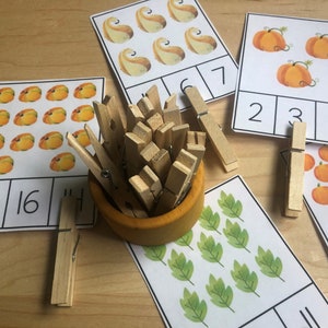 Fall Count and Clip Cards, Preschool Printable, Preschool Math ...