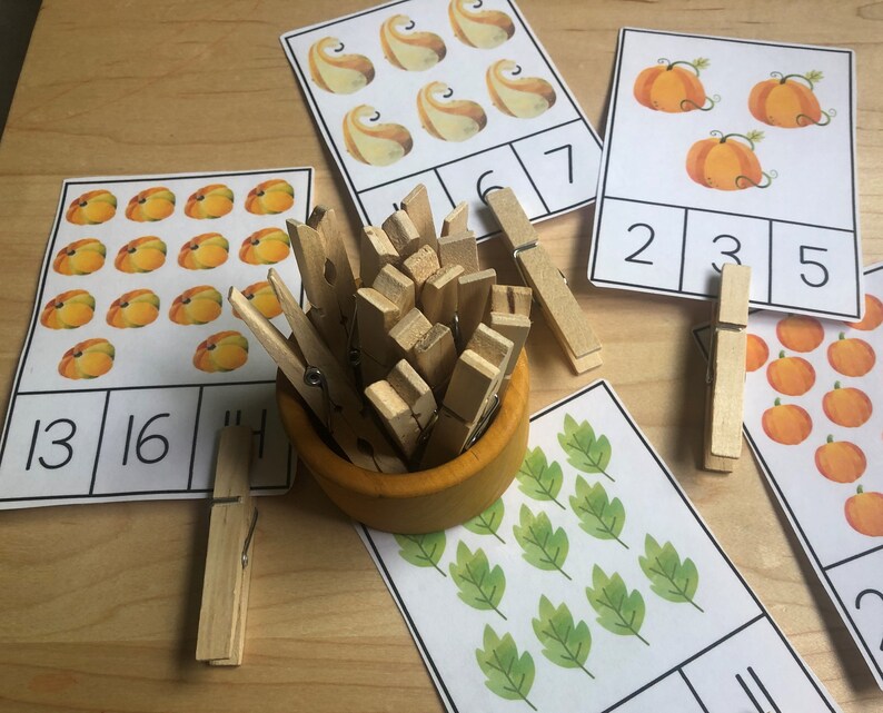 Fall Count and Clip Cards Preschool Printable Preschool - Etsy