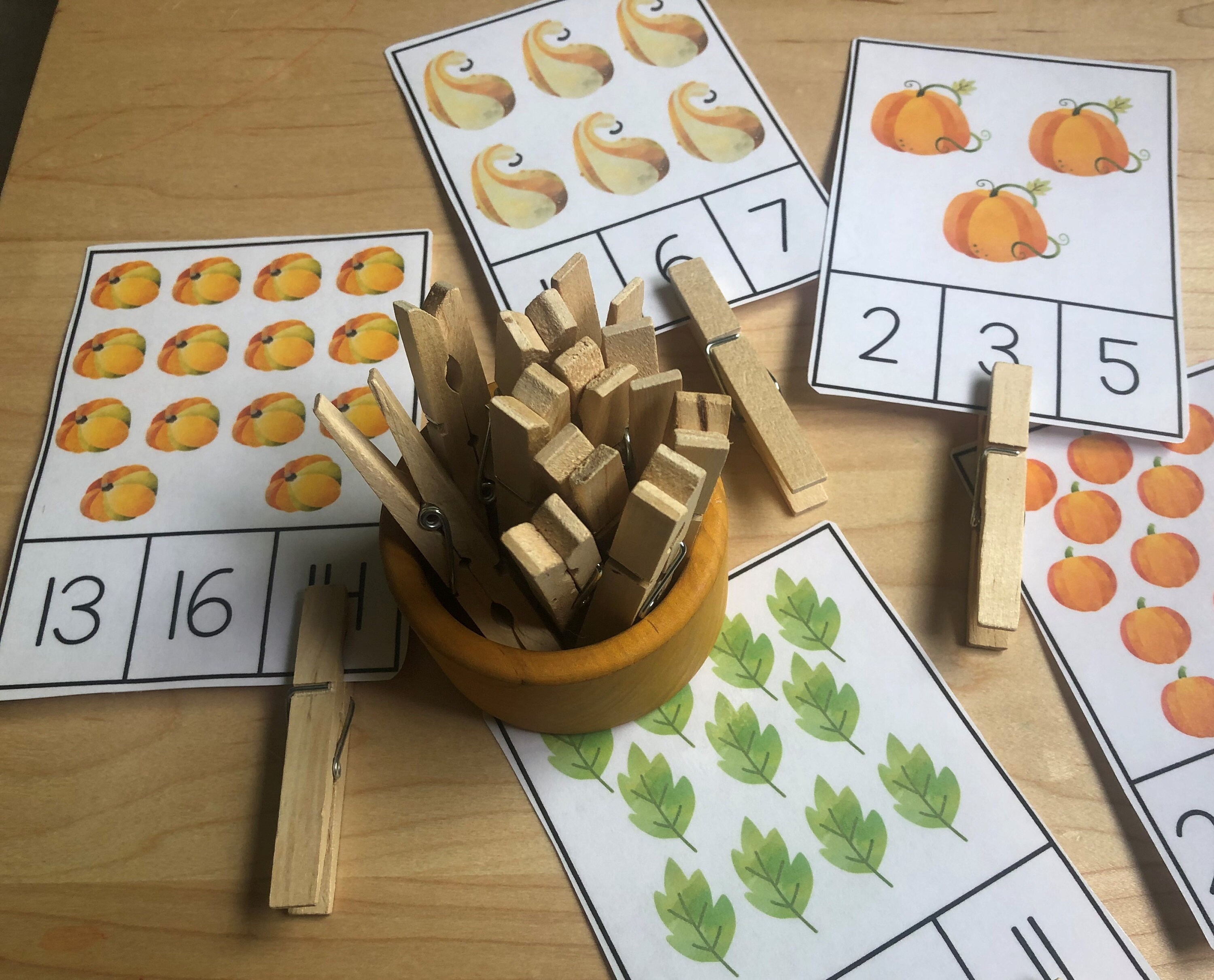 Fall Count and Clip Cards Preschool Printable Preschool - Etsy