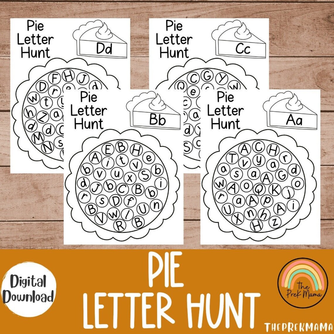 Pie Letter Hunt, Thanksgiving and Fall Preschool Printable, Letter ...