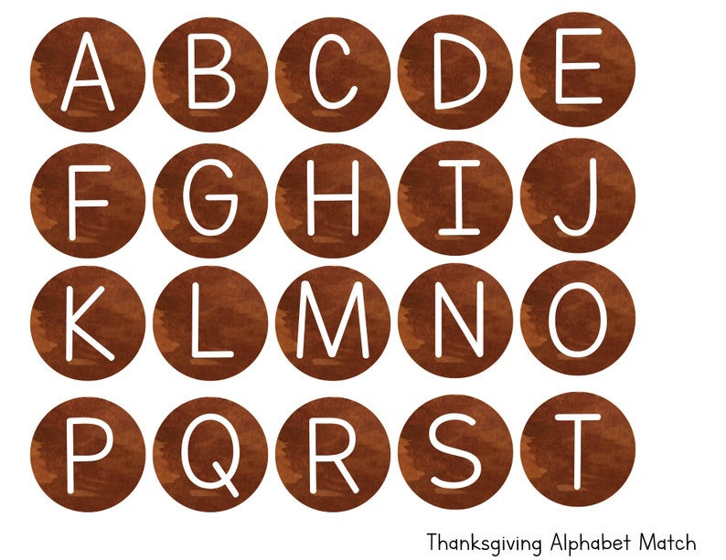 Thanksgiving Alphabet Match Montessori Materials Homeschool - Etsy