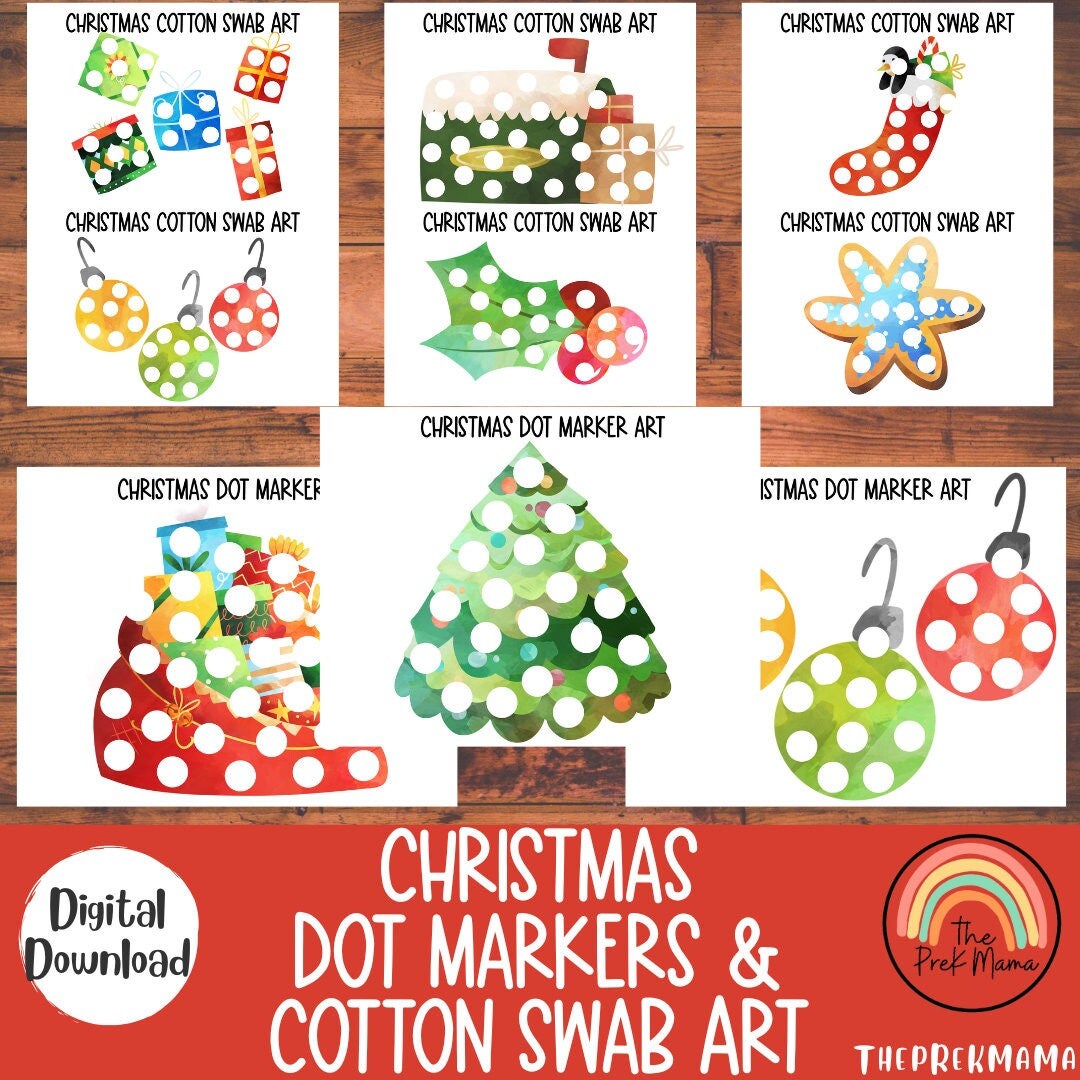 Christmas Dot Markers and Cotton Swab Activities, Christmas Preschool ...