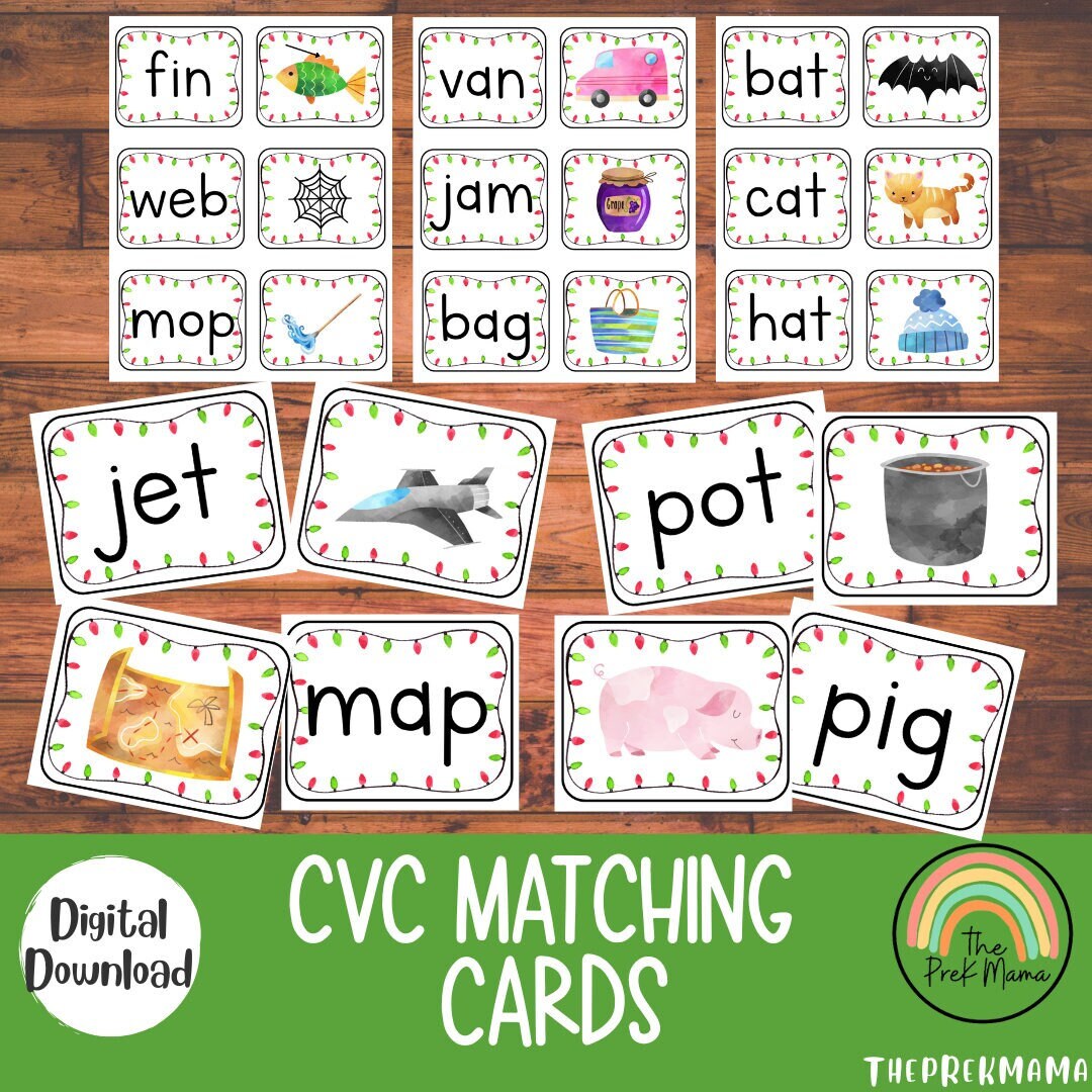 Christmas CVC Matching Cards Christmas Preschool Printable - Etsy