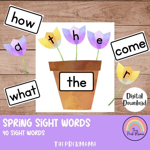 Spring Sight Words Preschool Worksheets Preschool Printable | Etsy