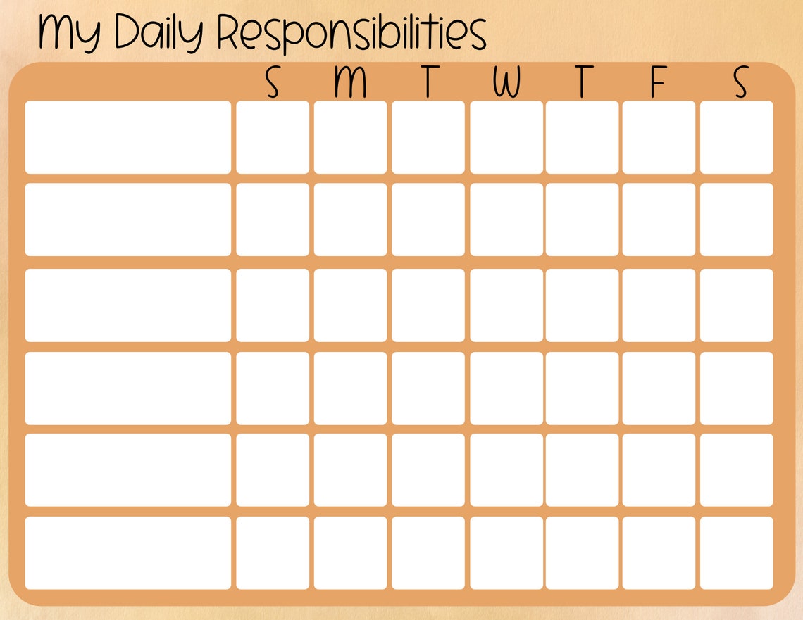 My Daily Responsibility Chart Printable Chore Chart - Etsy