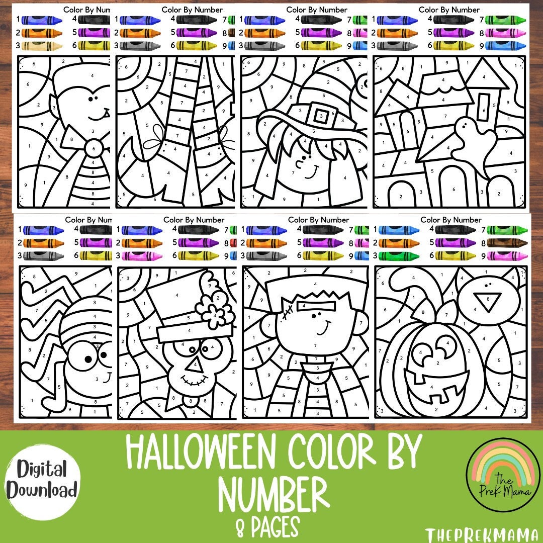 Halloween Color by Number, Halloween Preschool Printable, Homeschool ...