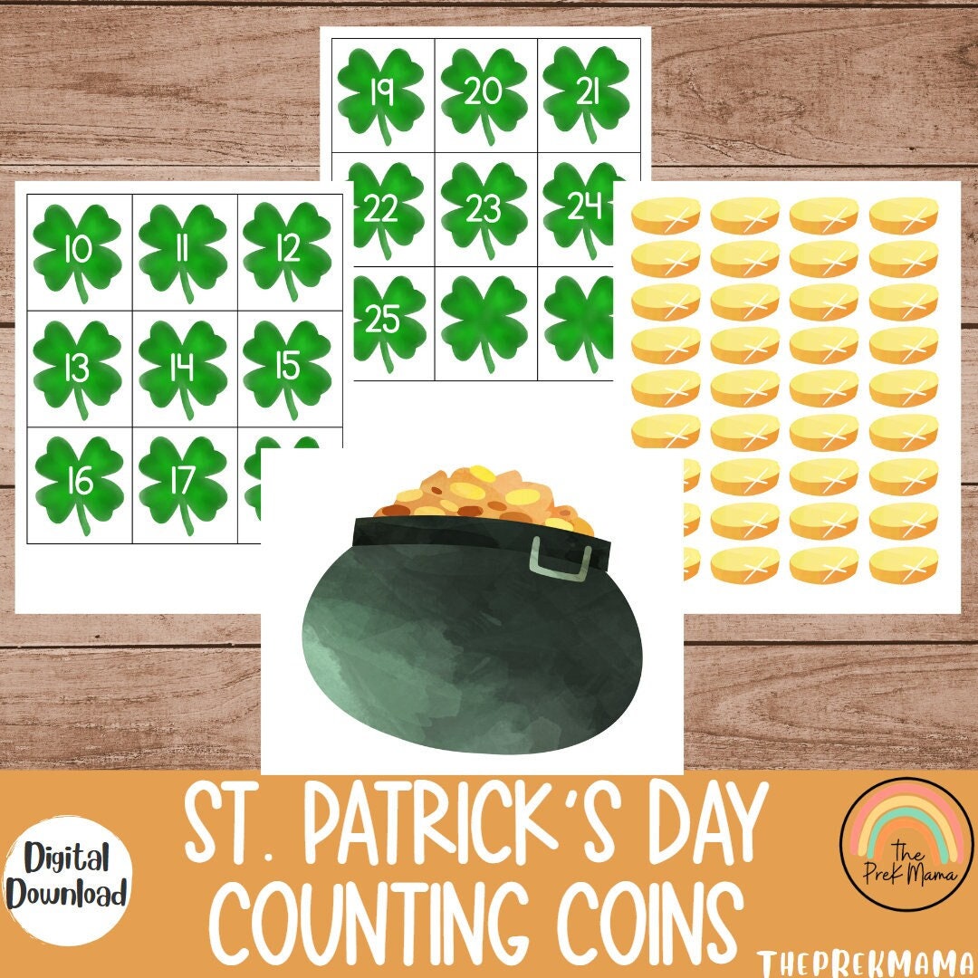 St. Patrick's Day Counting Coins Preschool Worksheet - Etsy