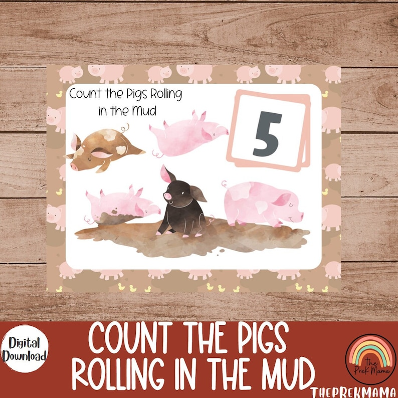 FARM Count the Pigs Rolling in the Mud Montessori Materials - Etsy