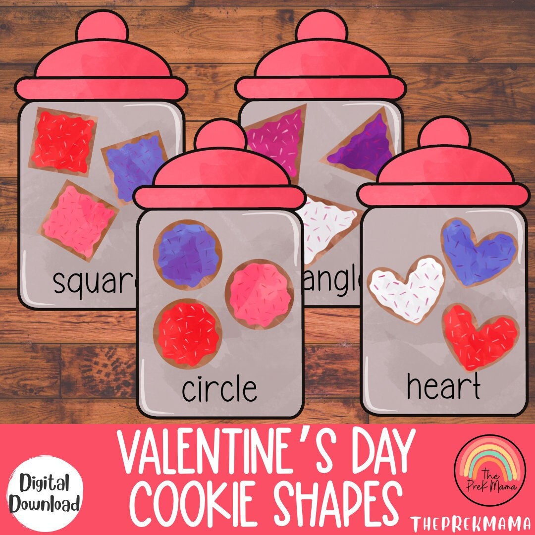 Valentine's Day Cookie Shape, Preschool Printable, Valentines Pintables ...