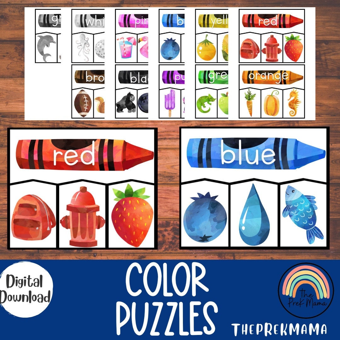 Color Puzzles Activity for Kids Preschool Worksheet - Etsy
