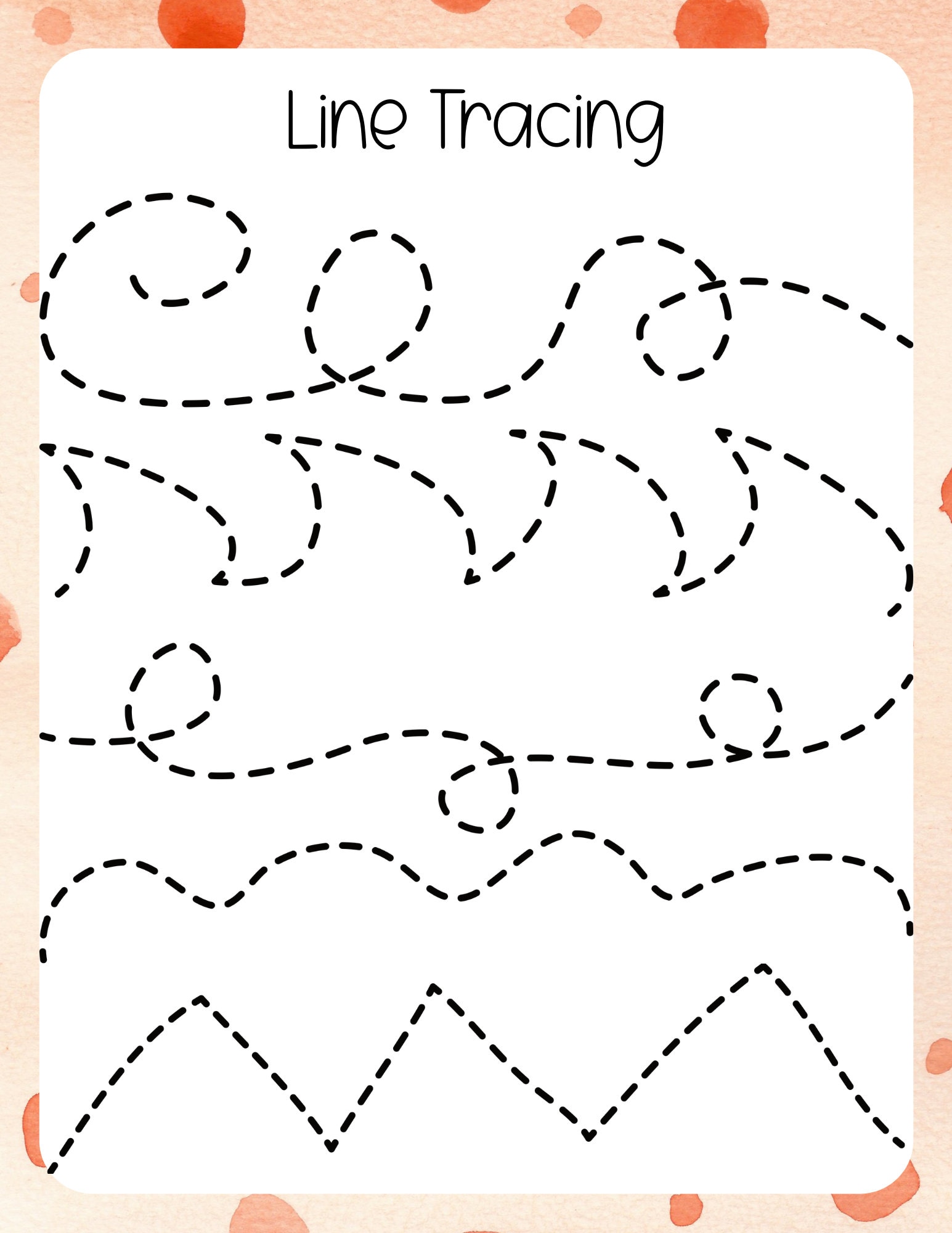 Pre Handwriting Line Tracing Worksheets Preschool Printable - Etsy
