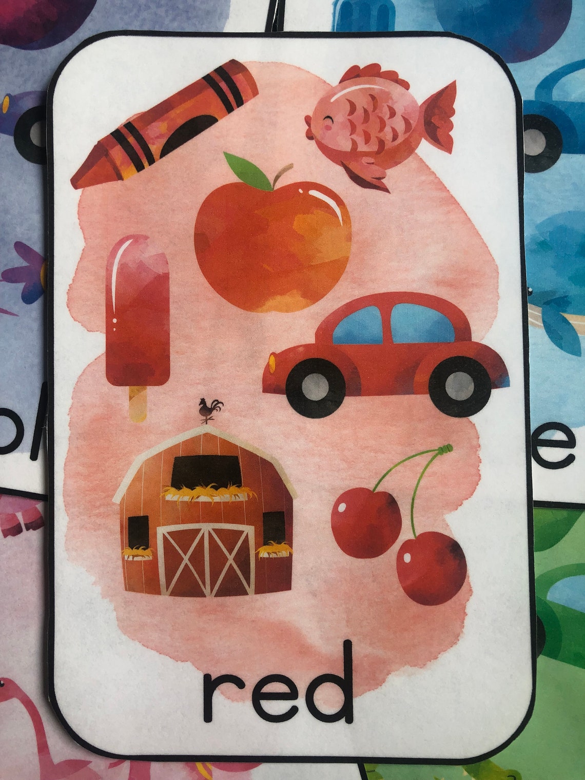 Color Posters / Flash Cards Preschool Printable Watercolor - Etsy