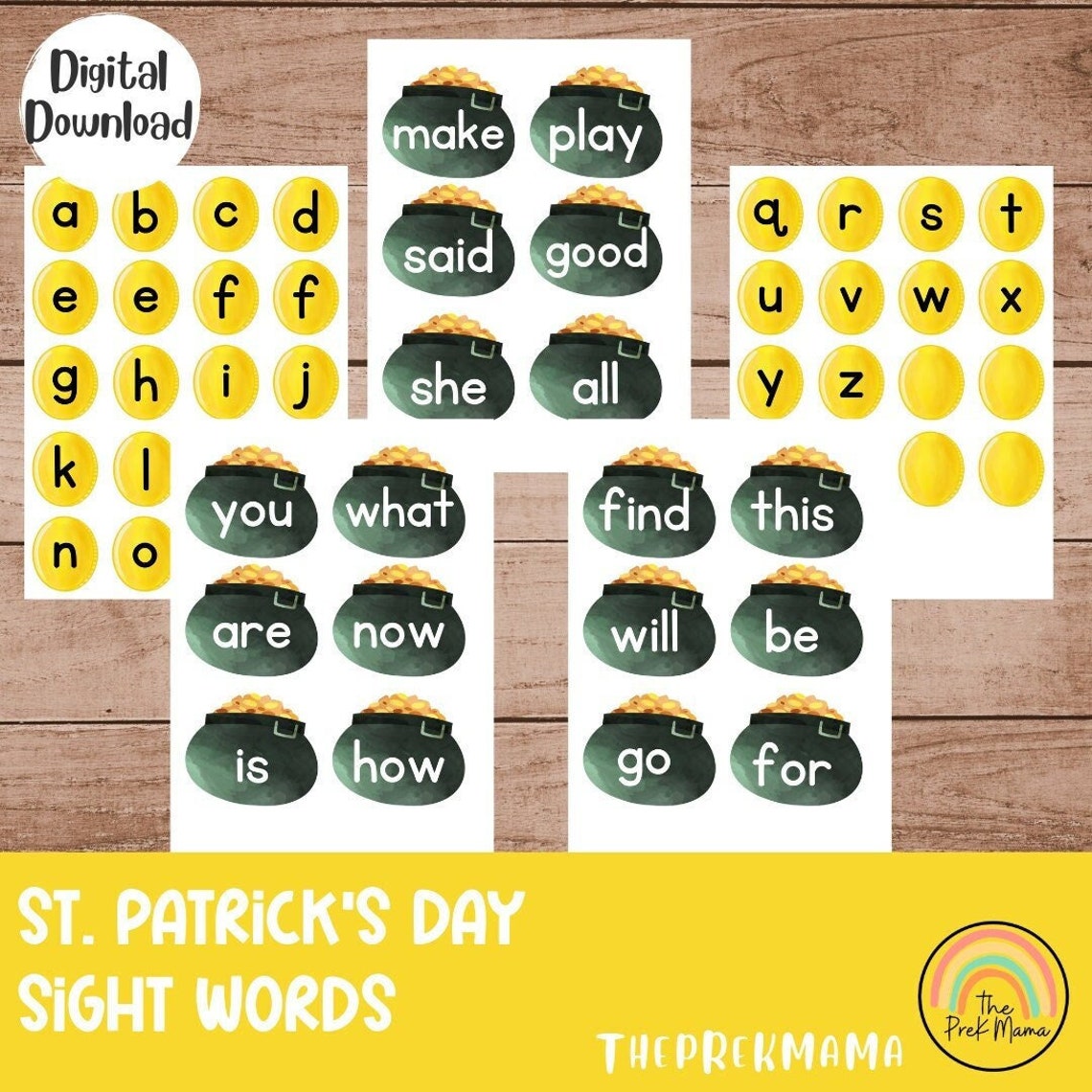 St. Patrick's Day Sight Words Preschool Worksheets Busy | Etsy