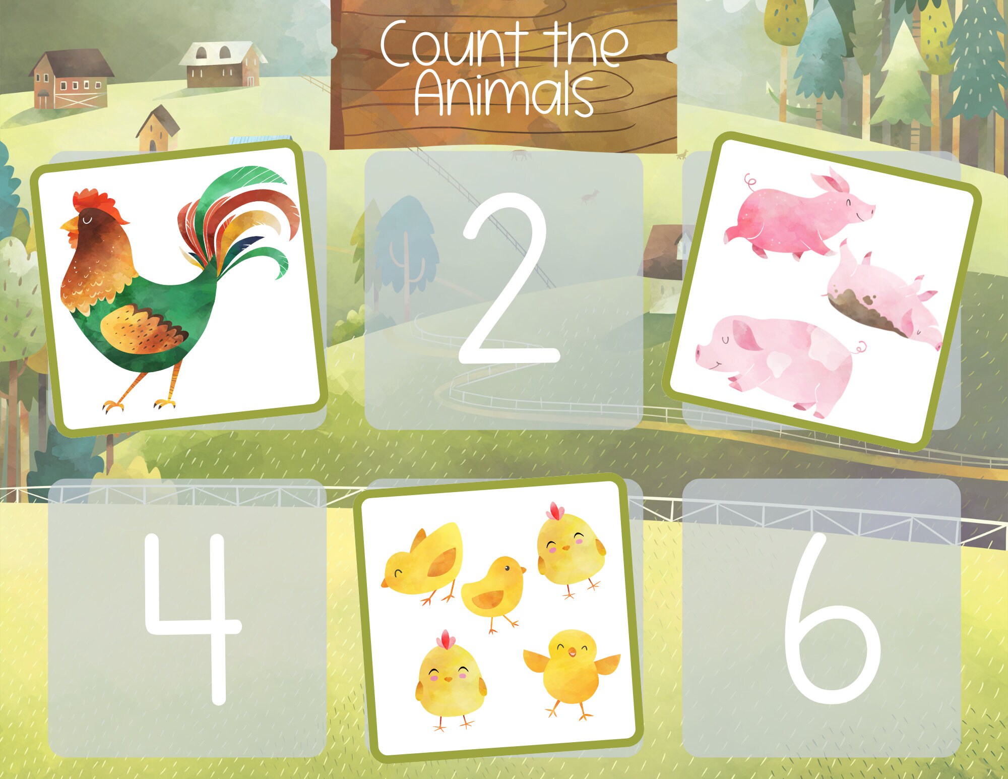 FARM Count the Animals, Montessori Materials, Preschool Printable ...