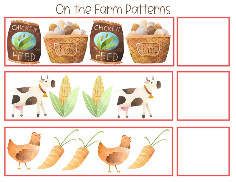 FARM Patterns Montessori Toddler Printable Preschool - Etsy