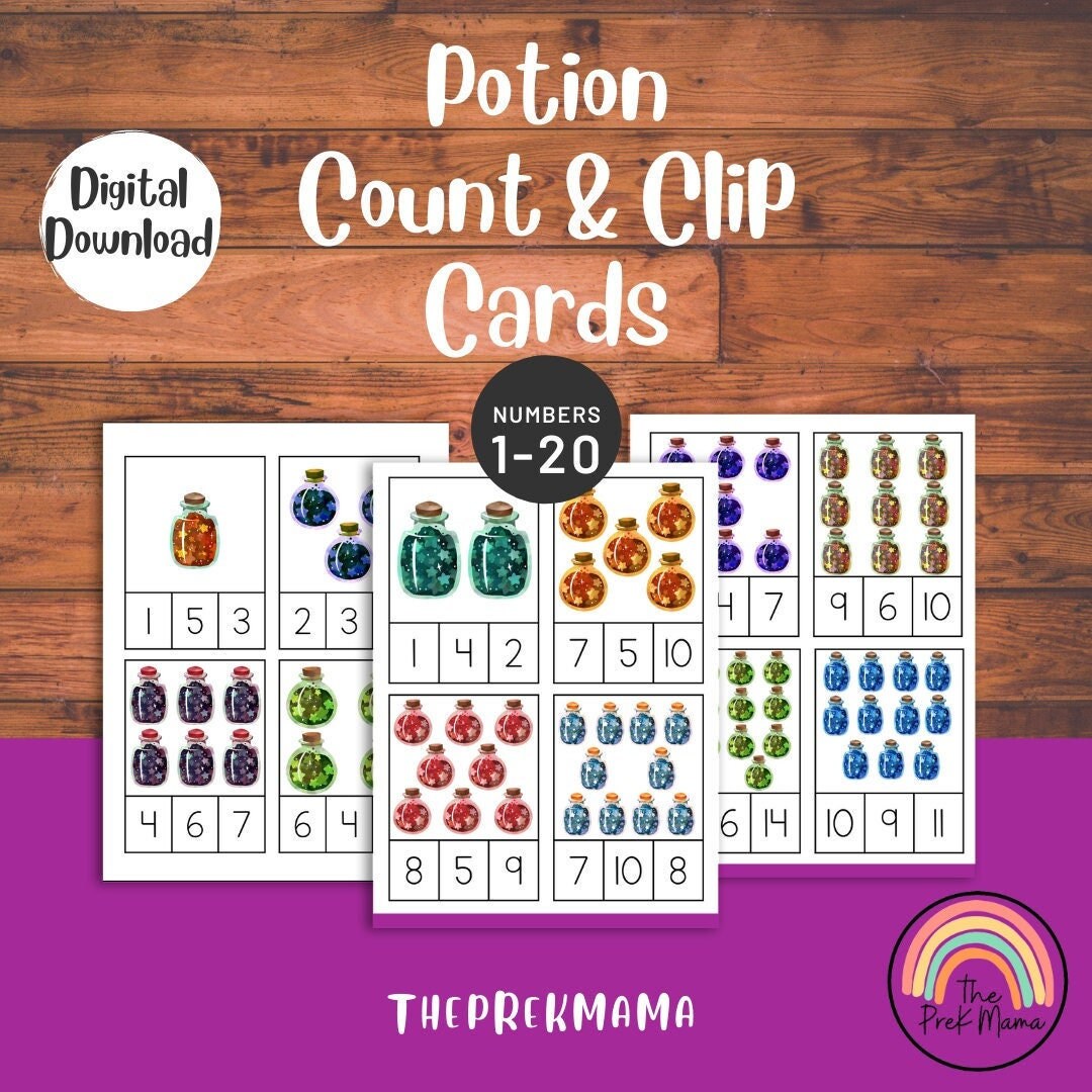 Potion Count and Clip Cards Preschool Printable Preschool | Etsy