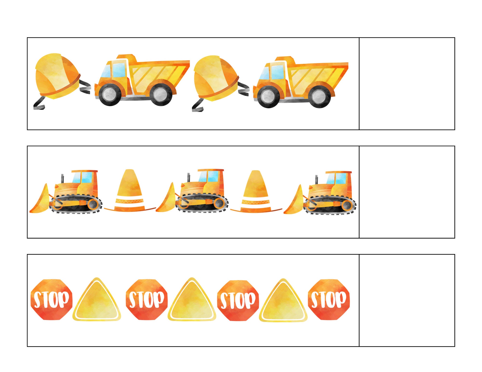 Construction Patterns Preschool Worksheets Preschool - Etsy