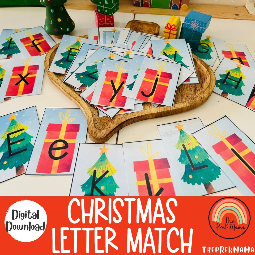 Christmas Alphabet Match, Christmas Preschool Printable, Alphabet ...