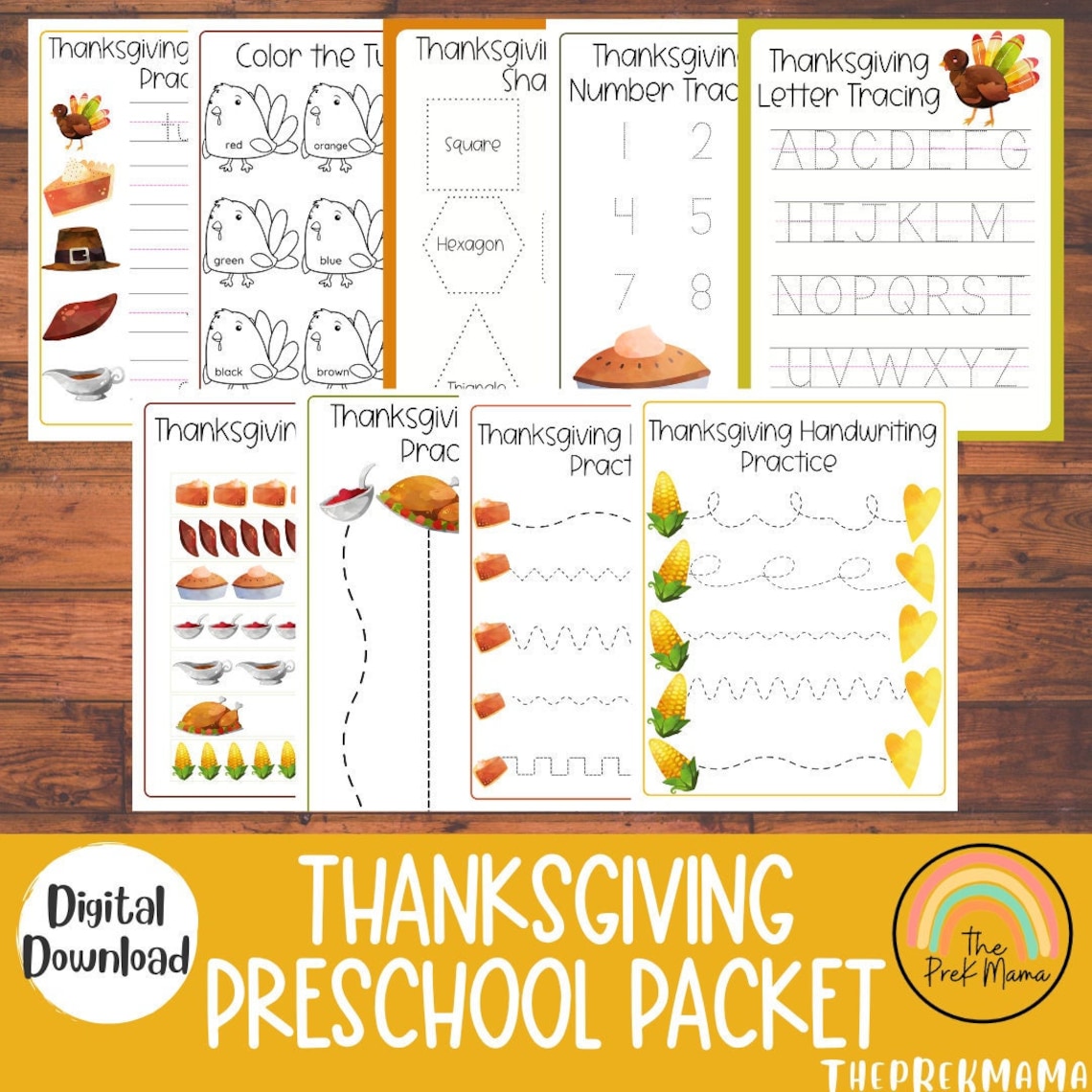 Thanksgiving Preschool Packet Preschool Worksheets Fall - Etsy