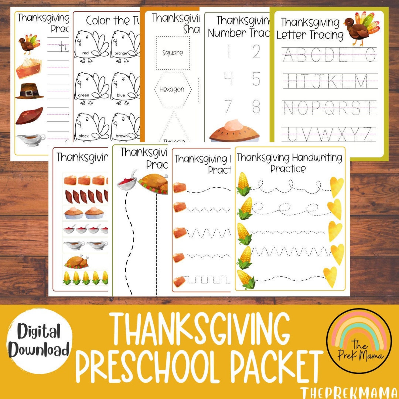 Thanksgiving Preschool Packet Preschool Worksheets Fall - Etsy
