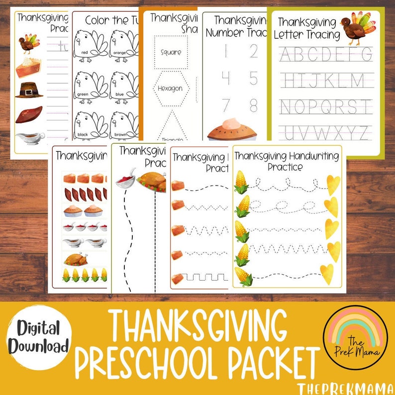 Thanksgiving Preschool Packet Preschool Worksheets Fall - Etsy