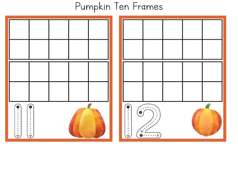 Pumpkin Ten Frames Montessori Materials Homeschool - Etsy