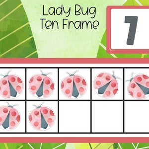 Lady Bug Ten Frame, Numbers 1-10 Count and Match, Montessori Printable ...