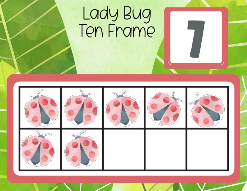 Lady Bug Ten Frame Numbers 1-10 Count and Match Montessori - Etsy