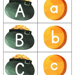 St. Patrick's Day Pot of Gold Letter Match, Preschool Worksheets ...