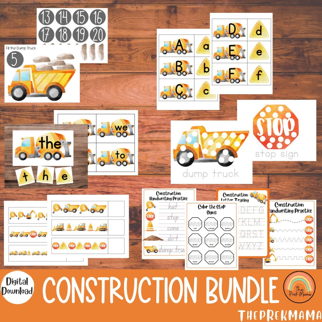 Construction Bundle, Construction Busy Book, Preschool Printable ...