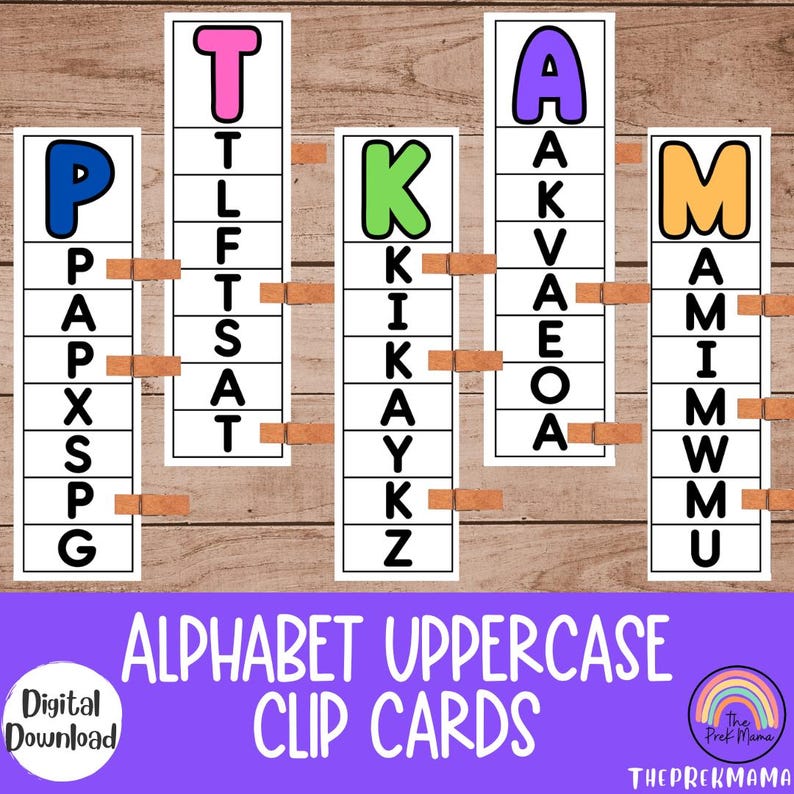 Uppercase Alphabet Clip Cards, Task Box Letters, Activity for Kids ...