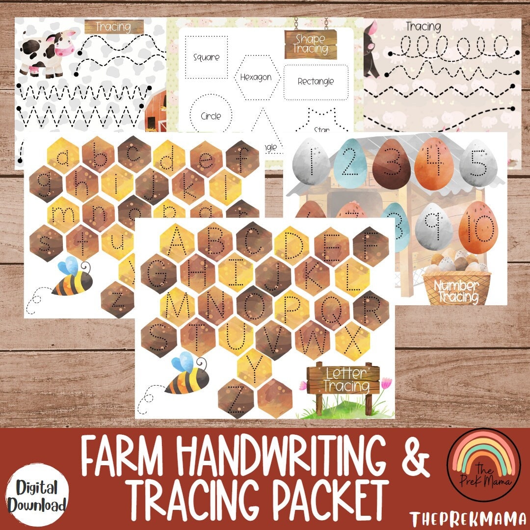 FARM Tracing Worksheets, Preschool Handwriting Practice, Pre-k ...