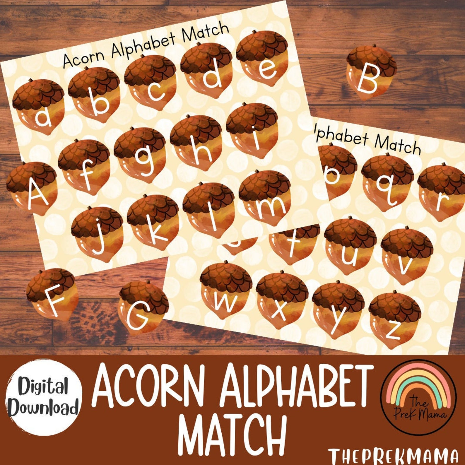 Acorn Alphabet Match Montessori Materials Homeschool - Etsy