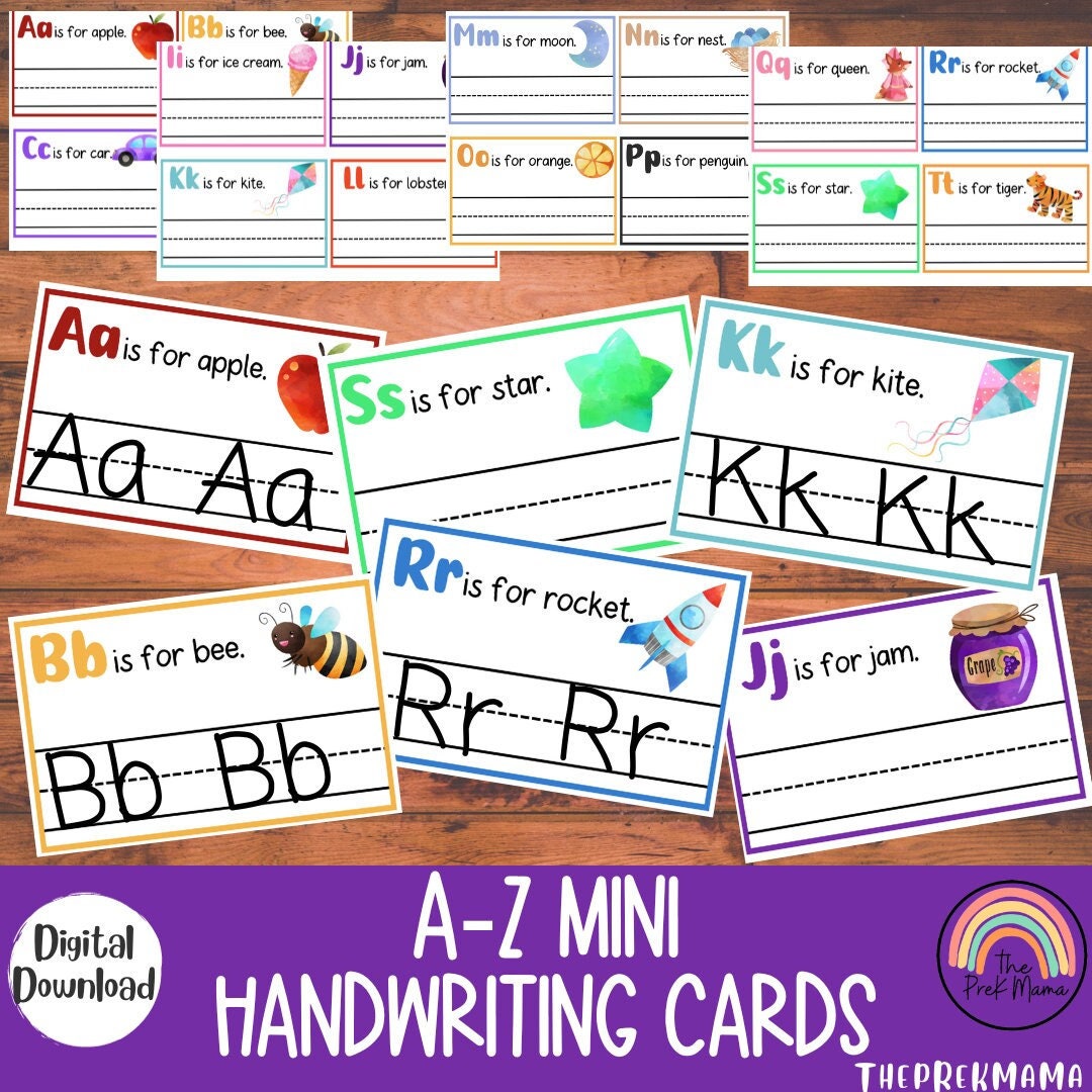 A-Z Mini Handwriting Cards, Preschool Activity, Homeschool Printable ...